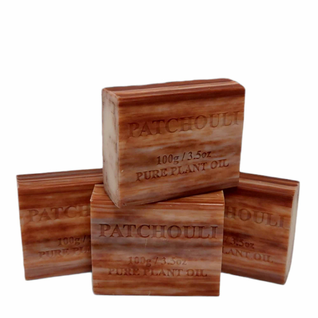 4x 100g Plant Oil Soap Patchouli Scent Pure Natural Vegetable Base Bar