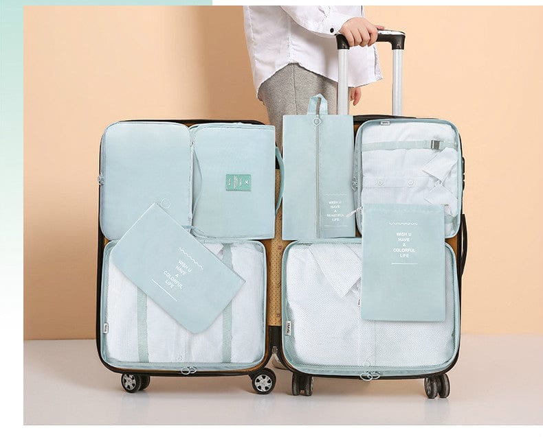 Black Travel Packing Cube Set - 7-Piece Luggage Organizer for Clothes,