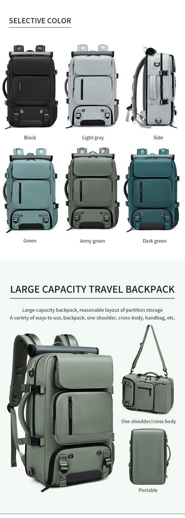 4-in-1 Convertible Travel Backpack & Briefcase - Large Capacity, 16" L