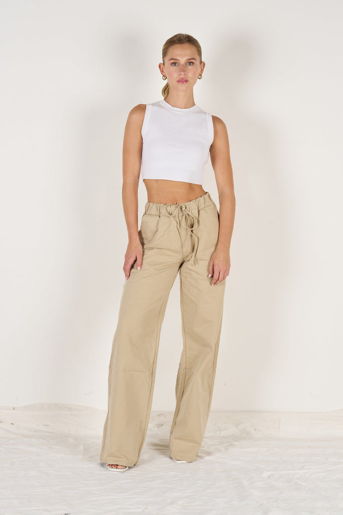 Wakee Denim (By Lily) Cargo Flare Leg Ladies Pant - Camel
