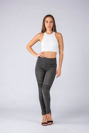 Shop Wakee Charcoal Stretch Panel Biker Jean Skinny Leg