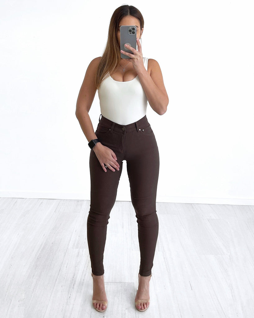 Chocolate Wakee Denim Stretch Jegging Jean, Skinny Leg Fit