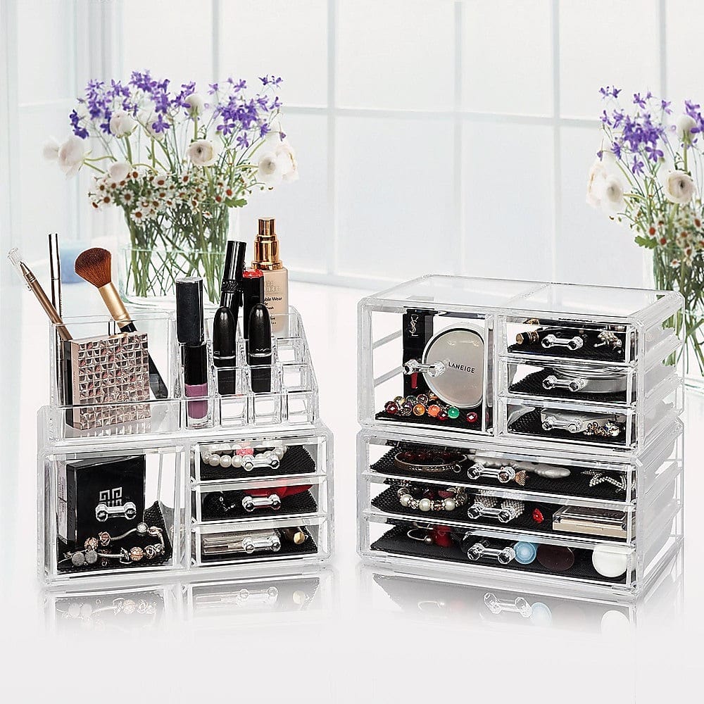 11 Drawers Clear Acrylic Tower Organiser Cosmetic jewellery Luxury Sto