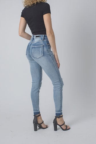 Light Wash Distressed Skinny Wakee Denim Stretch Jean