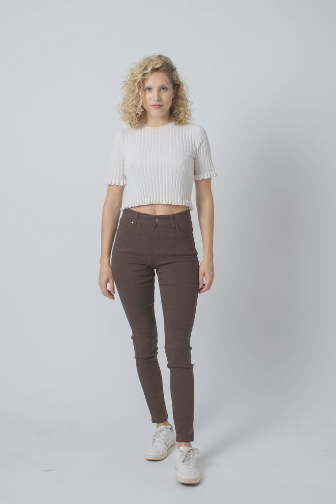 Chocolate Wakee Denim Stretch Jegging Jean, Skinny Leg Fit