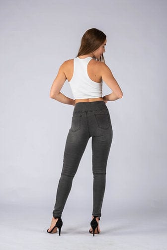 Shop Wakee Charcoal Stretch Panel Biker Jean Skinny Leg